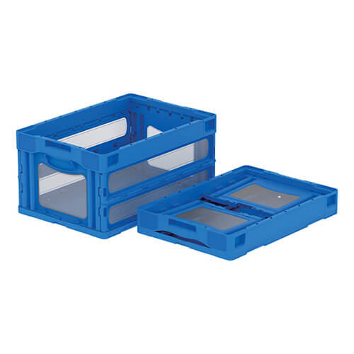 オリコン43.1L 530×366×272mm 透明/ブルー（フタなし） 【マドコンO－40B】 | 梱包材 通販No.1【ダンボールワン】